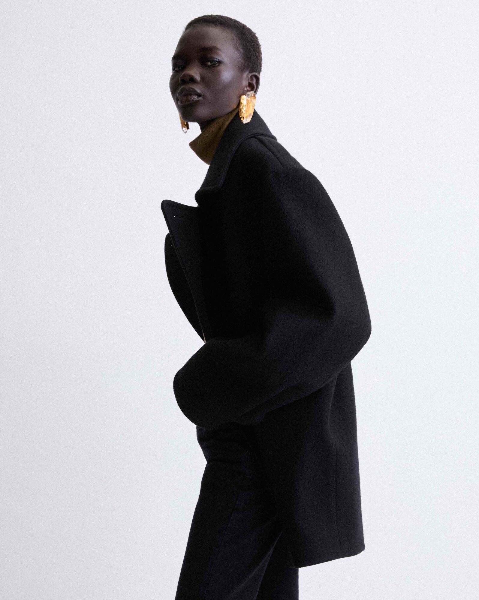 oversized peacoat in wool in Black | Saint Laurent | YSL EN-TW