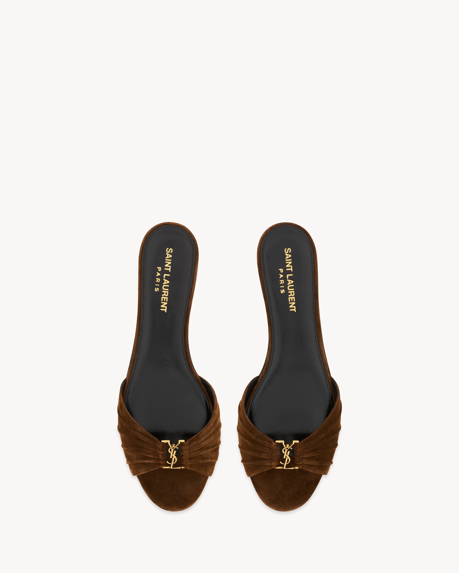 BABYLONE slides in suede in Brown | Saint Laurent | YSL EN-US