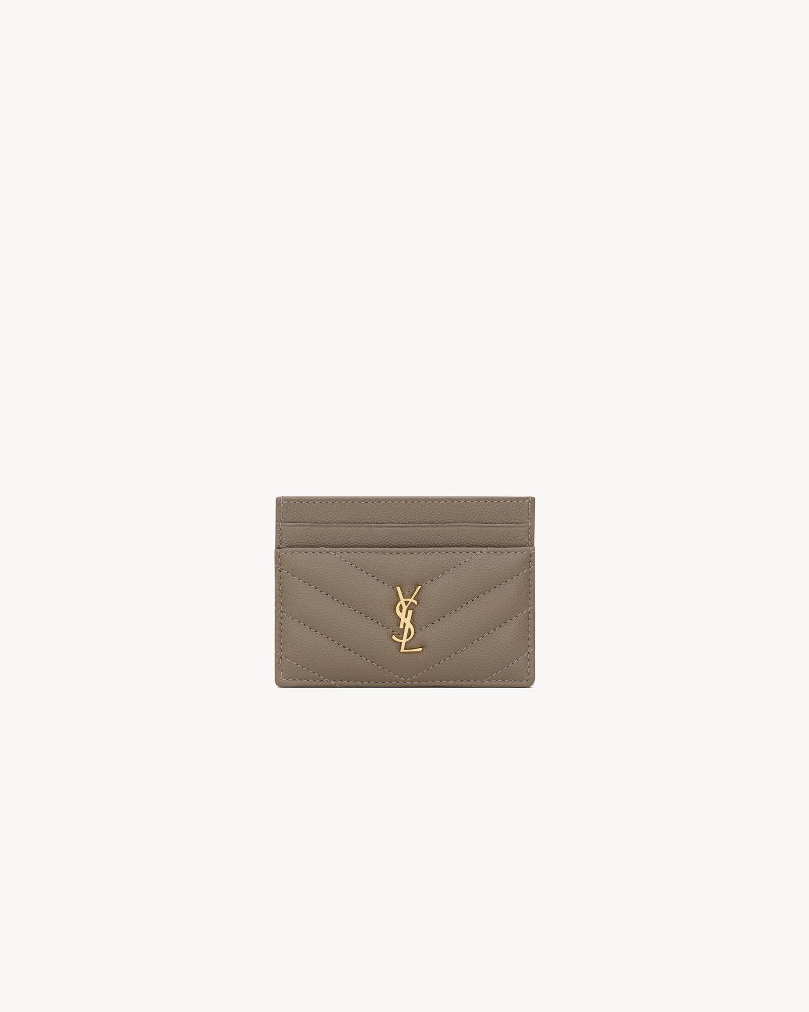 CASSANDRE card case in GRAIN DE POUDRE leather in Beige | Saint Laurent ...