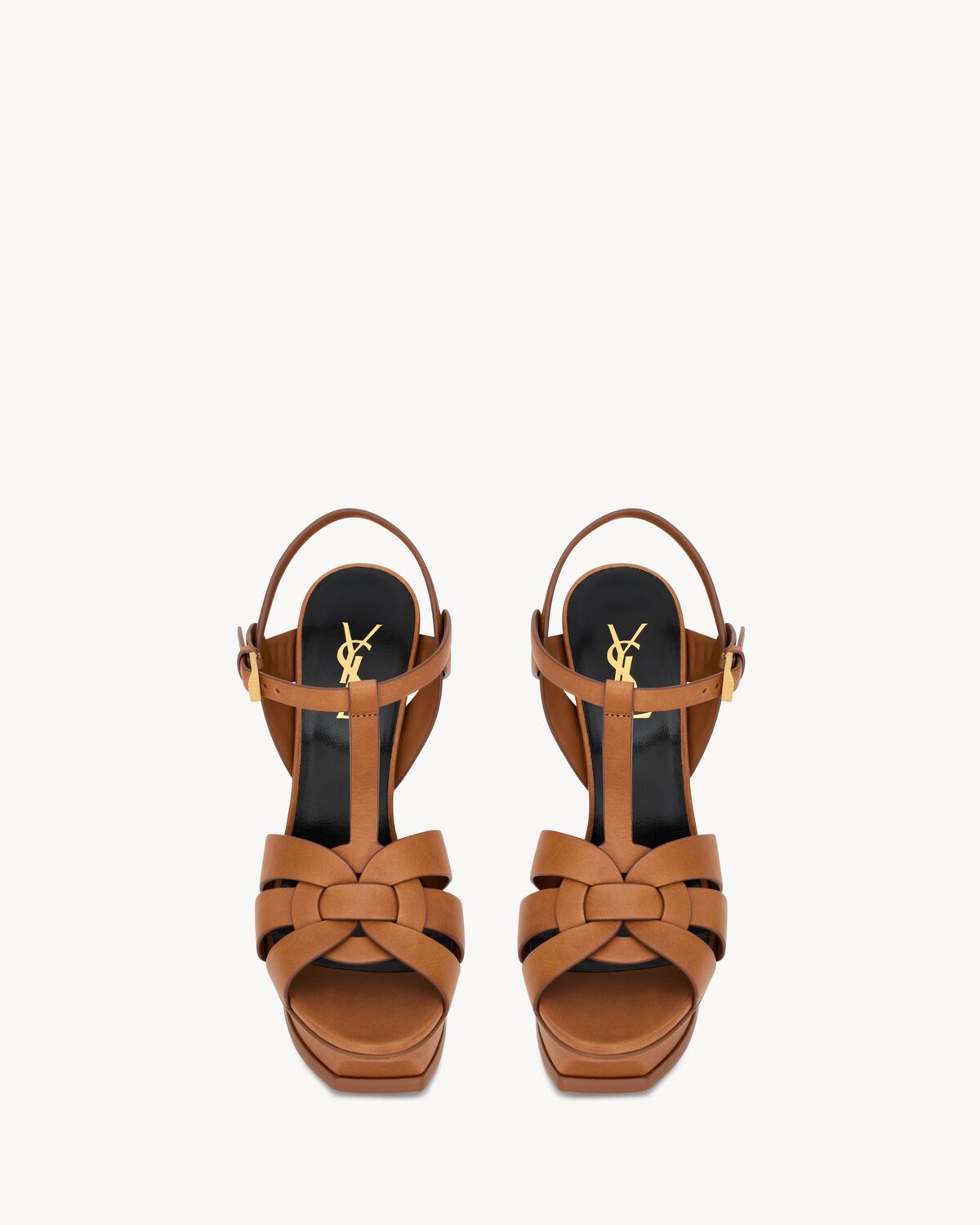 TRIBUTE platform sandals in smooth leather in Brown | Saint Laurent ...