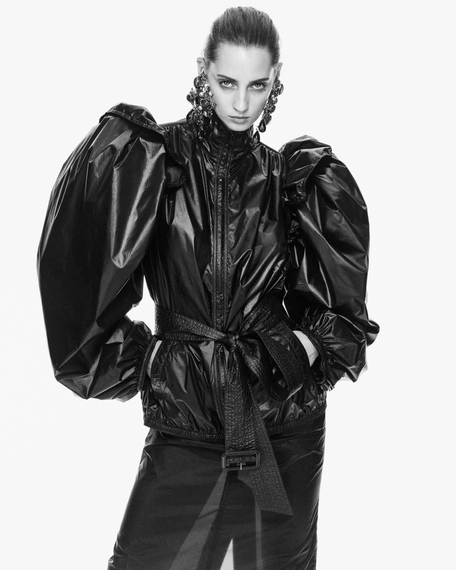 balloon-sleeve windbreaker in nylon in Black | Saint Laurent | YSL EN-US