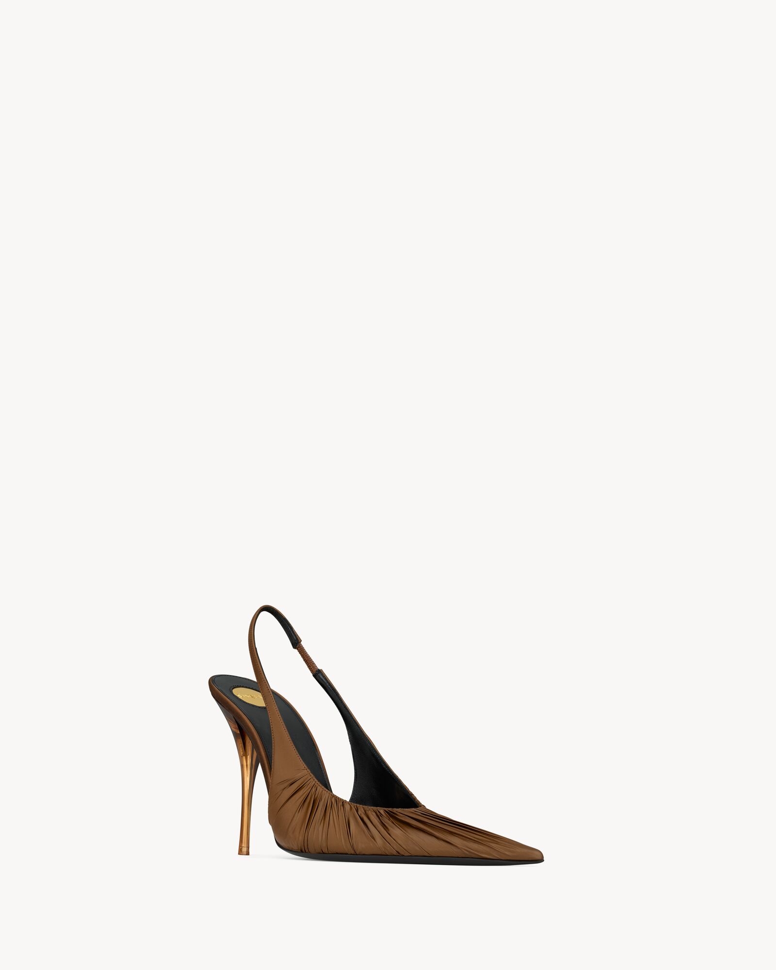 37 slingback pumps in draped nylon in Brown | Saint Laurent | YSL EN-US