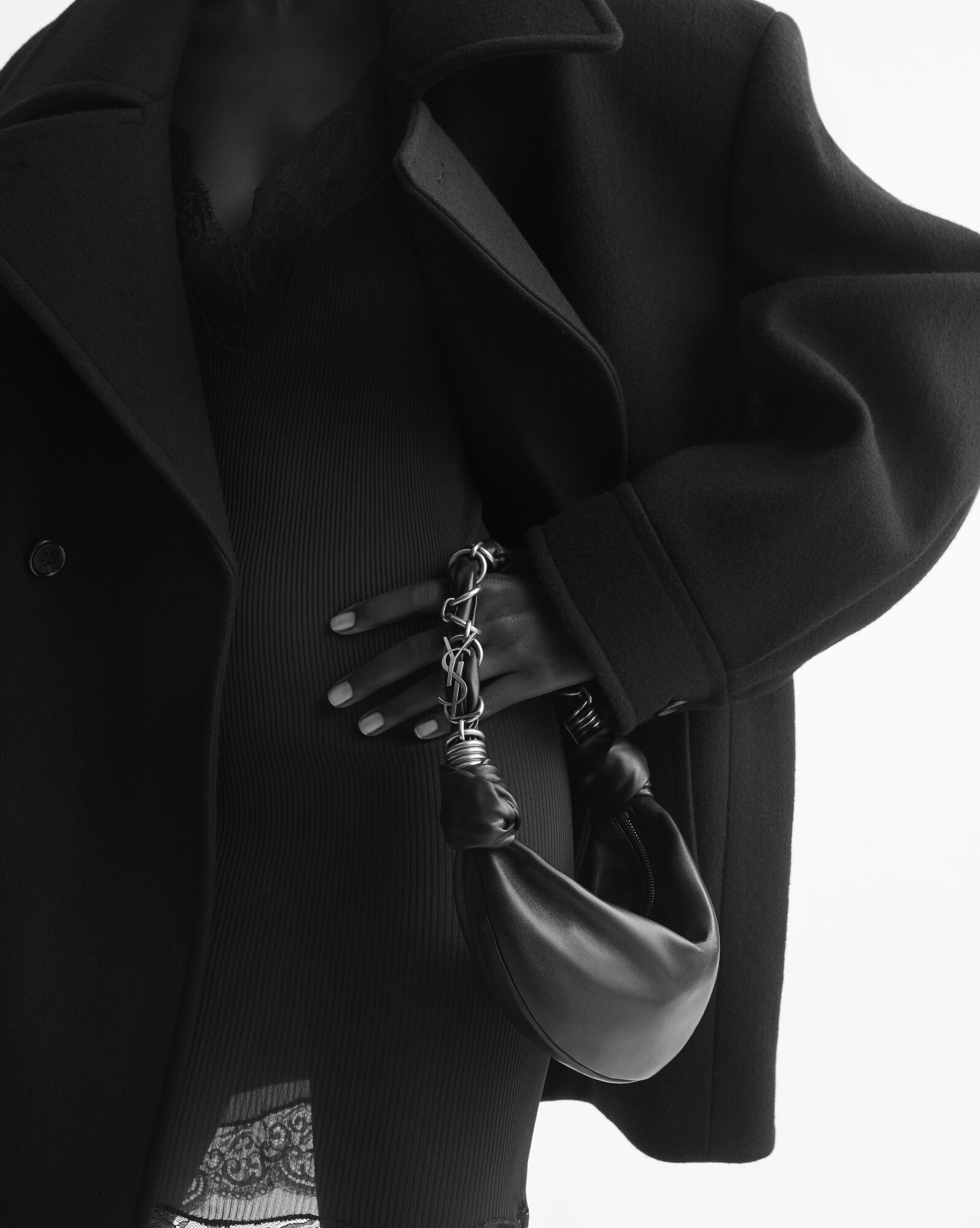 AMALIA mini hobo in lambskin in Black | Saint Laurent | YSL EN-US