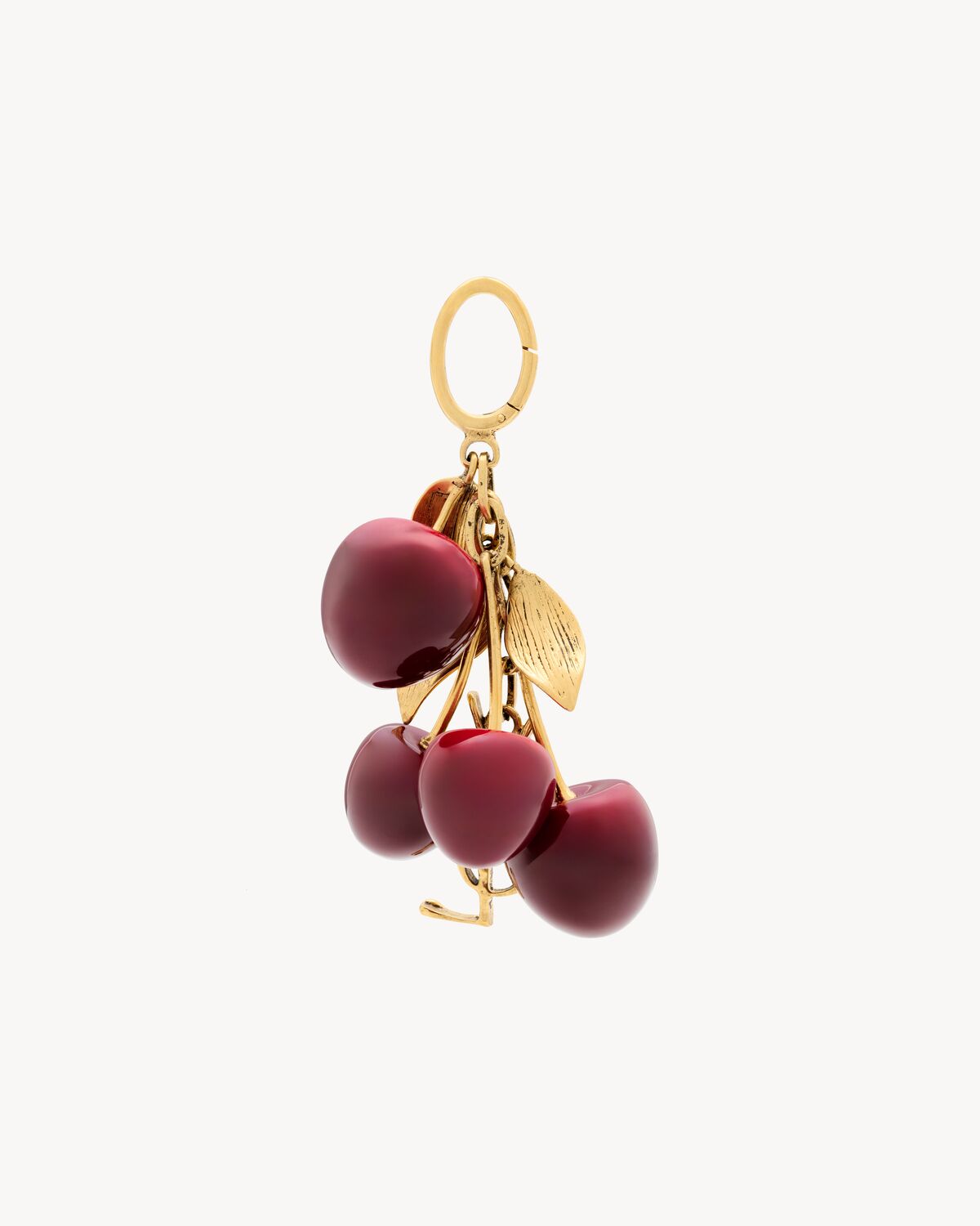 CASSANDRE cherry bag charm in resin and metal in Gold | Saint Laurent ...