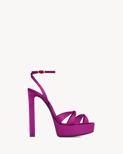 CHANDELLE platform sandals in satin crepe in Pink | Saint Laurent | YSL ...