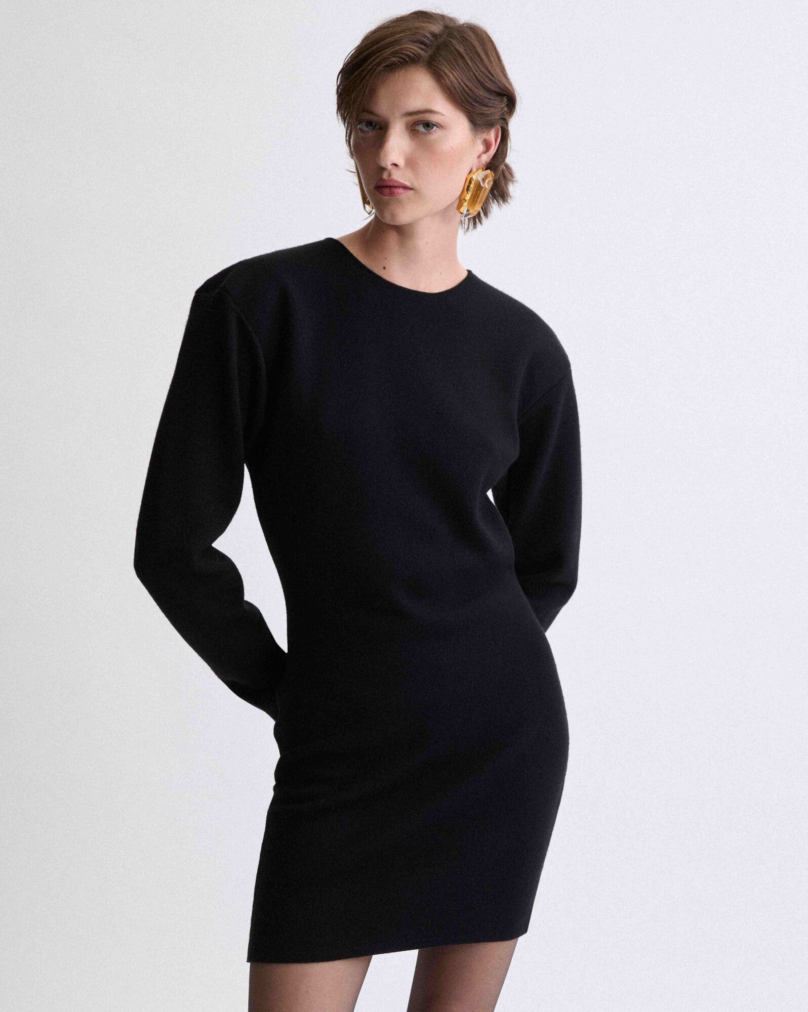 Robe pull en maille double-face en Noir | Saint Laurent | YSL FR-FR
