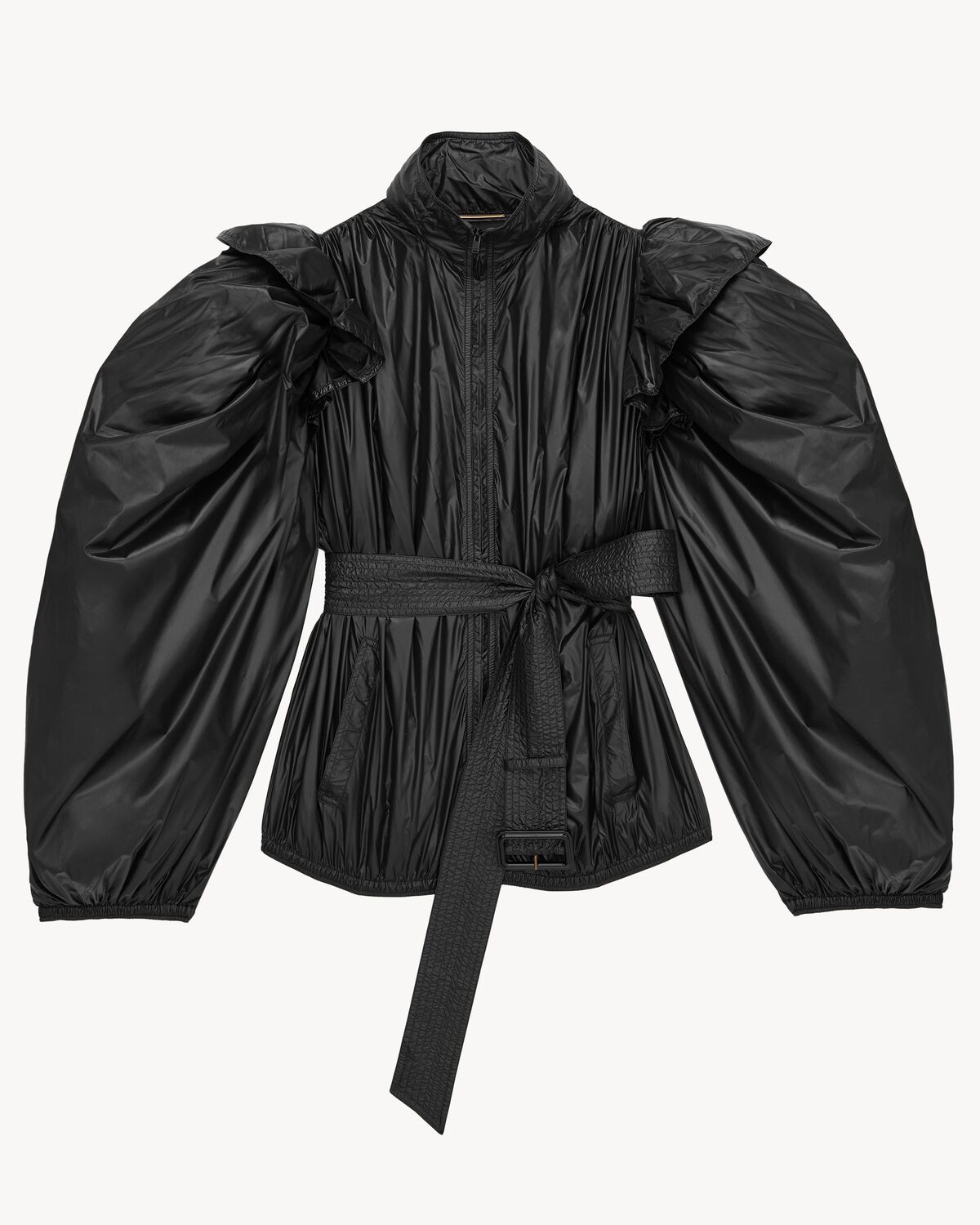 balloon-sleeve windbreaker in nylon in Black | Saint Laurent | YSL EN-US