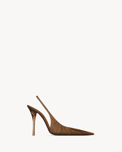 37 slingback pumps in draped nylon in Brown | Saint Laurent | YSL EN-CA