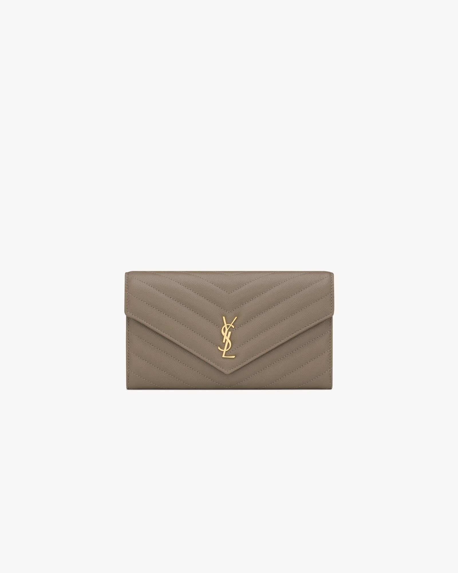 CASSANDRE large flap wallet in GRAIN DE POUDRE leather in Grey & Silver ...
