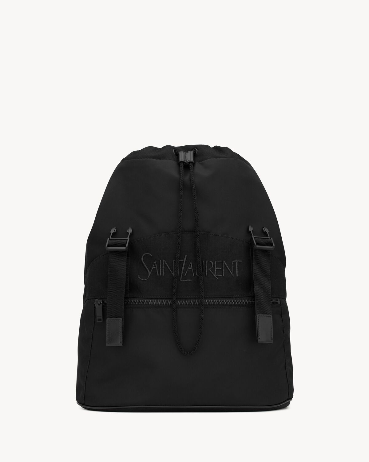 SAINT LAURENT backpack in ECONYL® and vegetable-tanned leather in Black ...