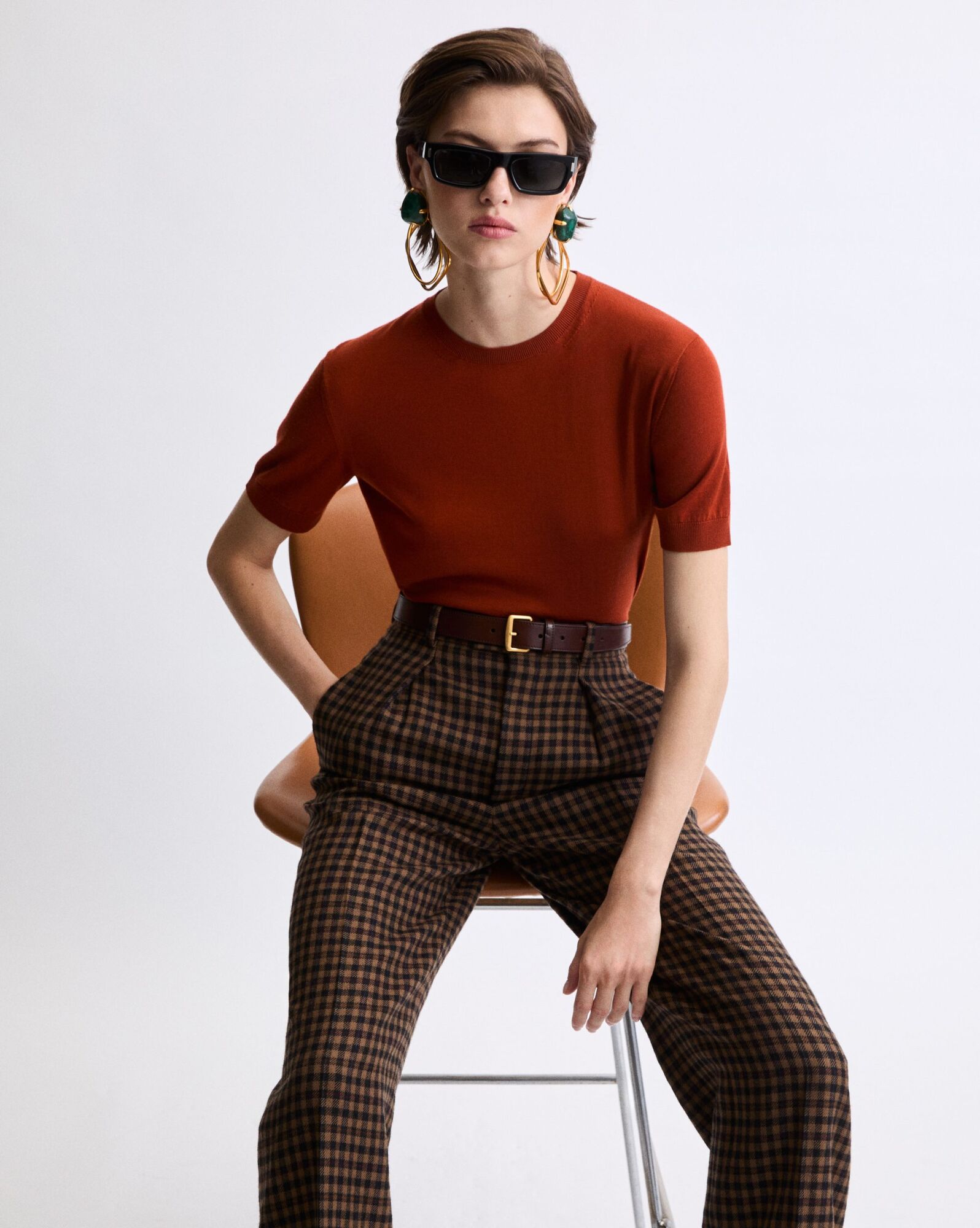 T-shirt sweater in wool in Orange | Saint Laurent | YSL EN-US