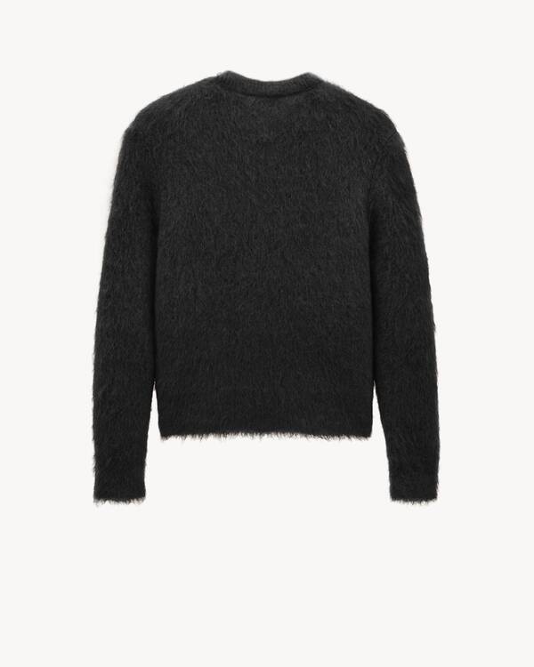 sweater in brushed knit in Black | Saint Laurent | YSL EN-US