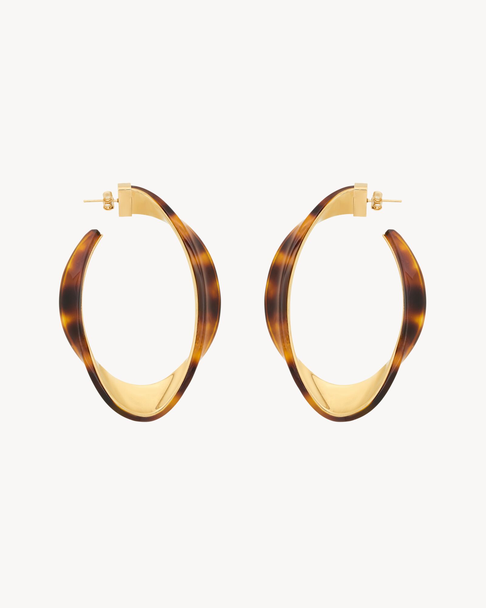 TWISTED TORTOISESHELL HOOP EARRINGS IN RESIN | Saint Laurent | YSL US