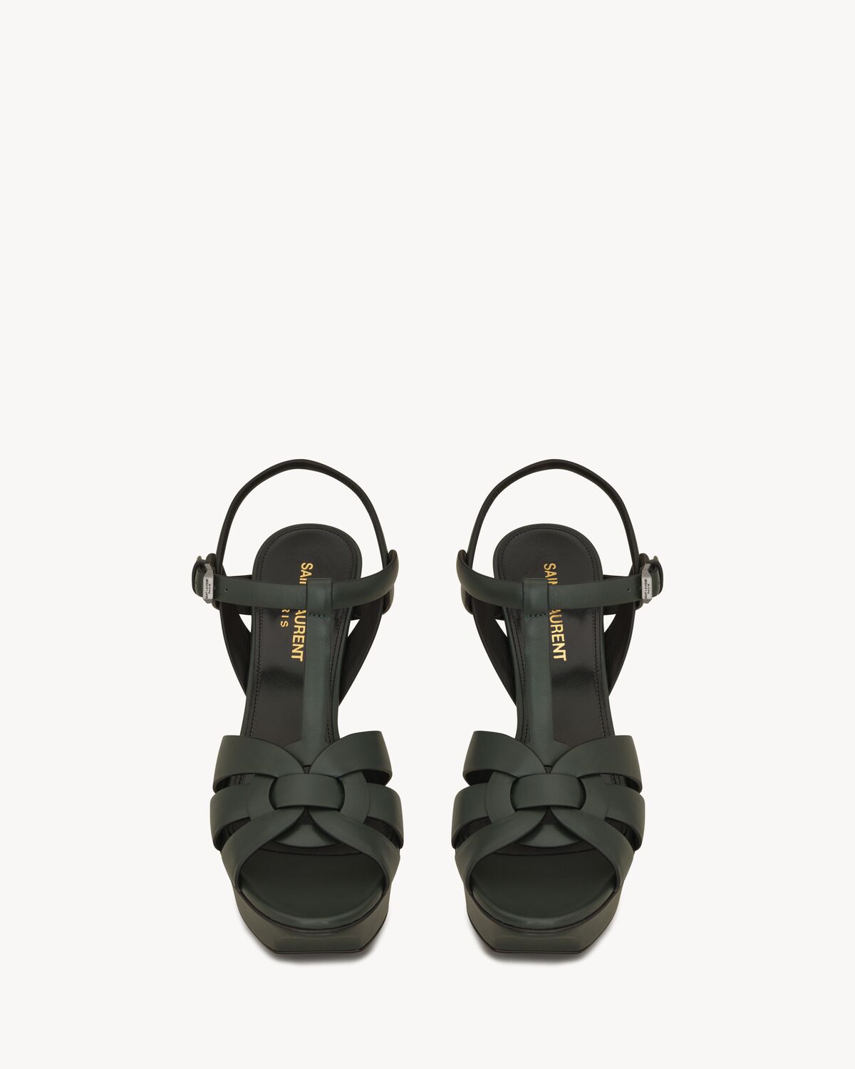 TRIBUTE PLATFORM SANDALS IN SMOOTH LEATHER in Green | Saint Laurent ...
