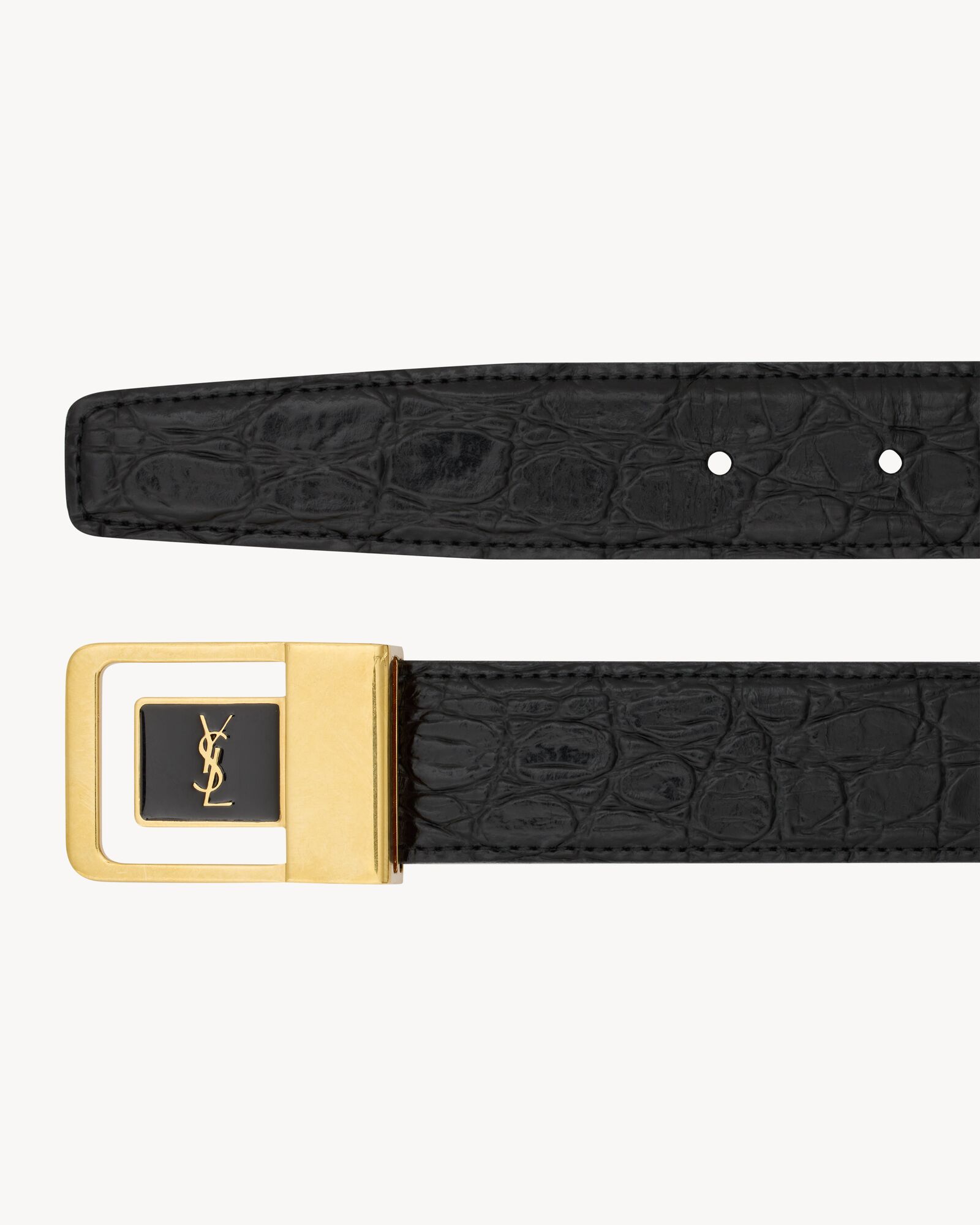 LA 66 buckle belt in crocodile-embossed leather | Saint Laurent | YSL US