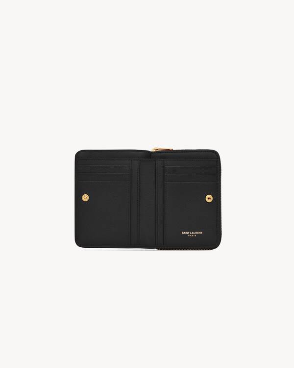 CASSANDRE MATELASSÉ compact zip around wallet in grain de poudre ...