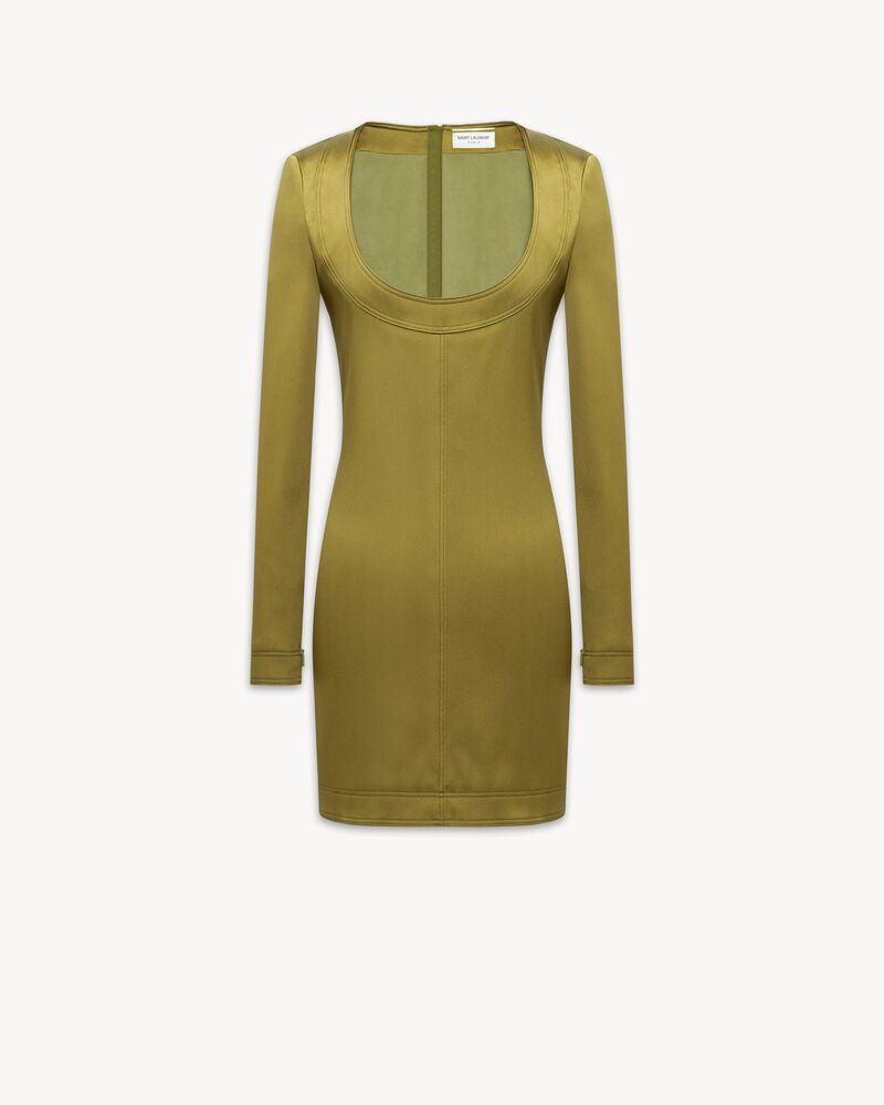 Décolleté dress in stretch duchess silk | Saint Laurent | YSL.com