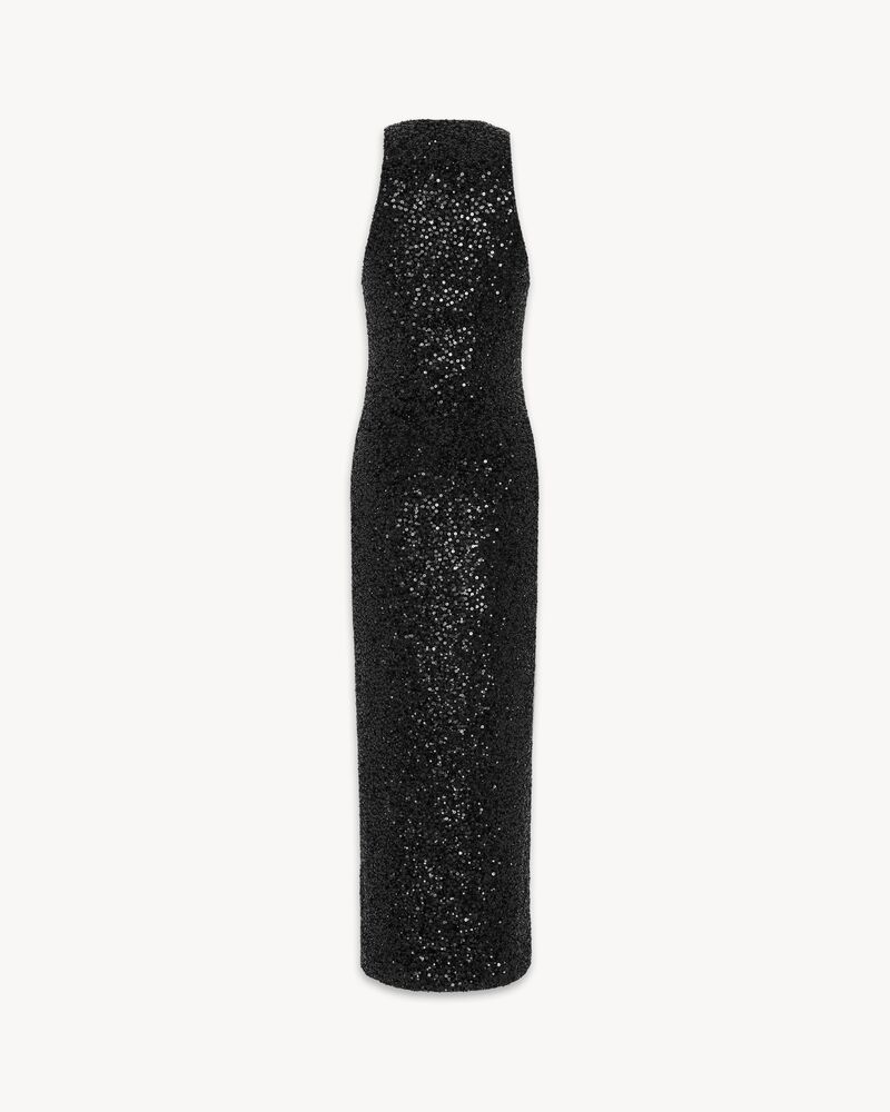Long rhinestone dress in silk tulle | Saint Laurent | YSL.com
