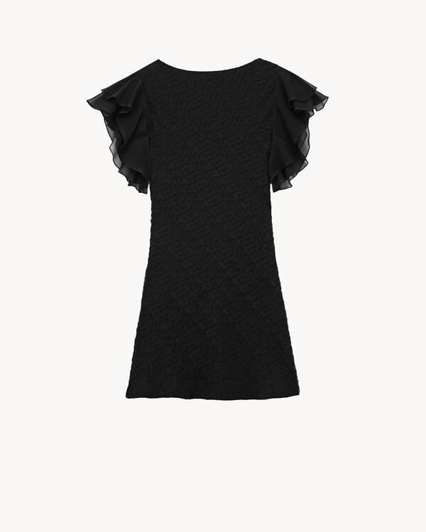 V-neck dress in embroidered muslin | Saint Laurent | YSL US
