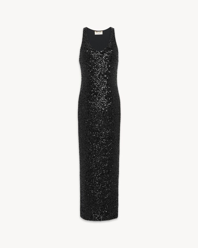 Long rhinestone dress in silk tulle | Saint Laurent | YSL.com