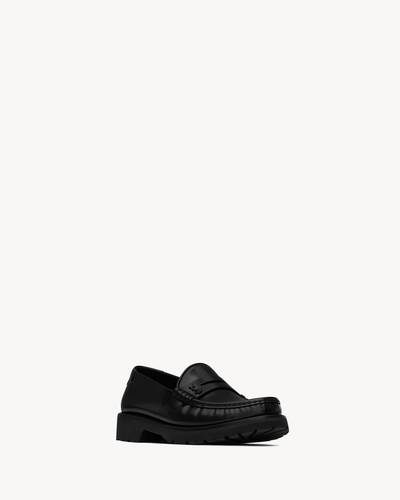 글레이즈드 가죽 소재의 르 로퍼 청키 모노그램 페니 슬리퍼 Saint Laurent