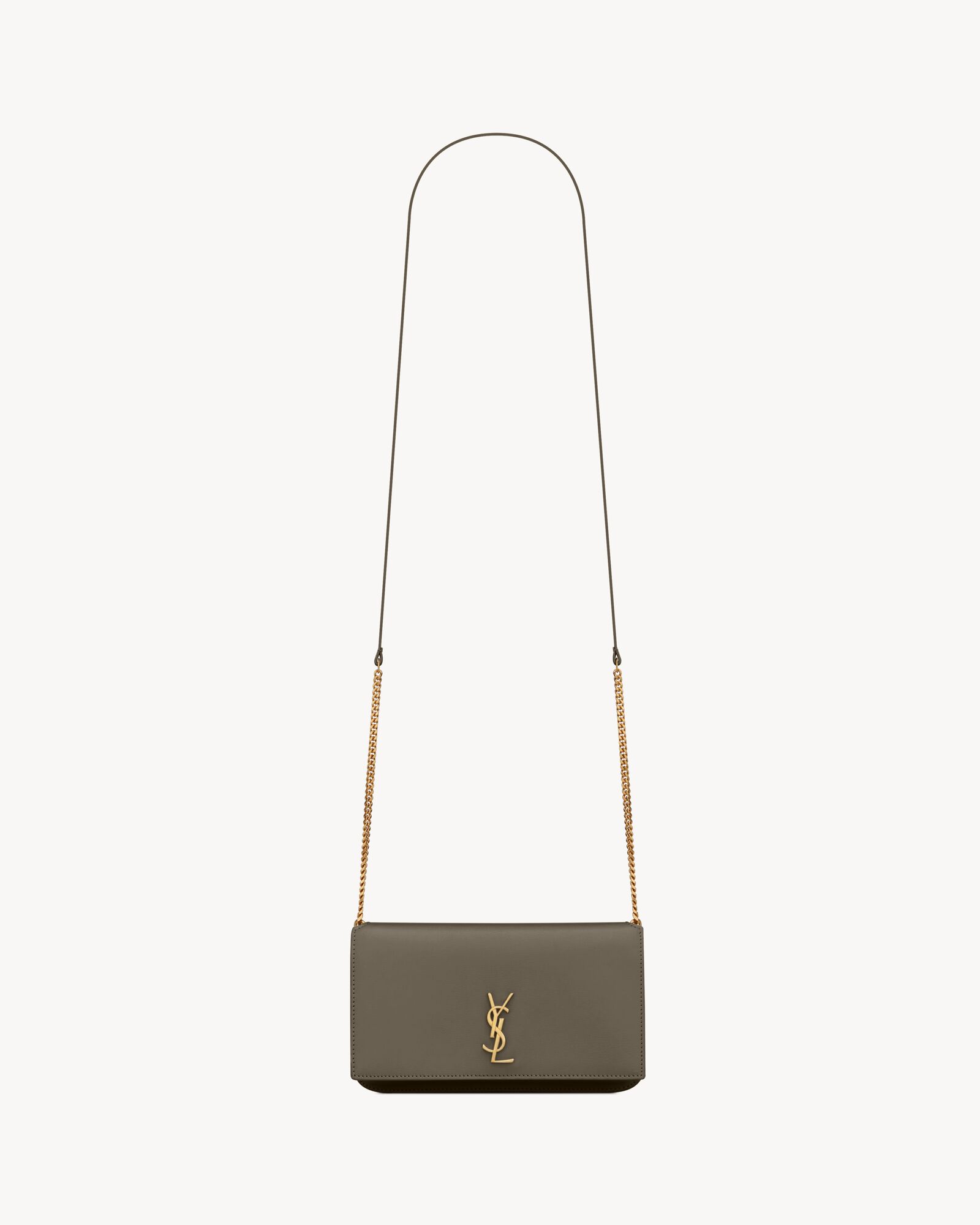 CASSANDRE phone holder in smooth leather in Green | Saint Laurent | YSL ...