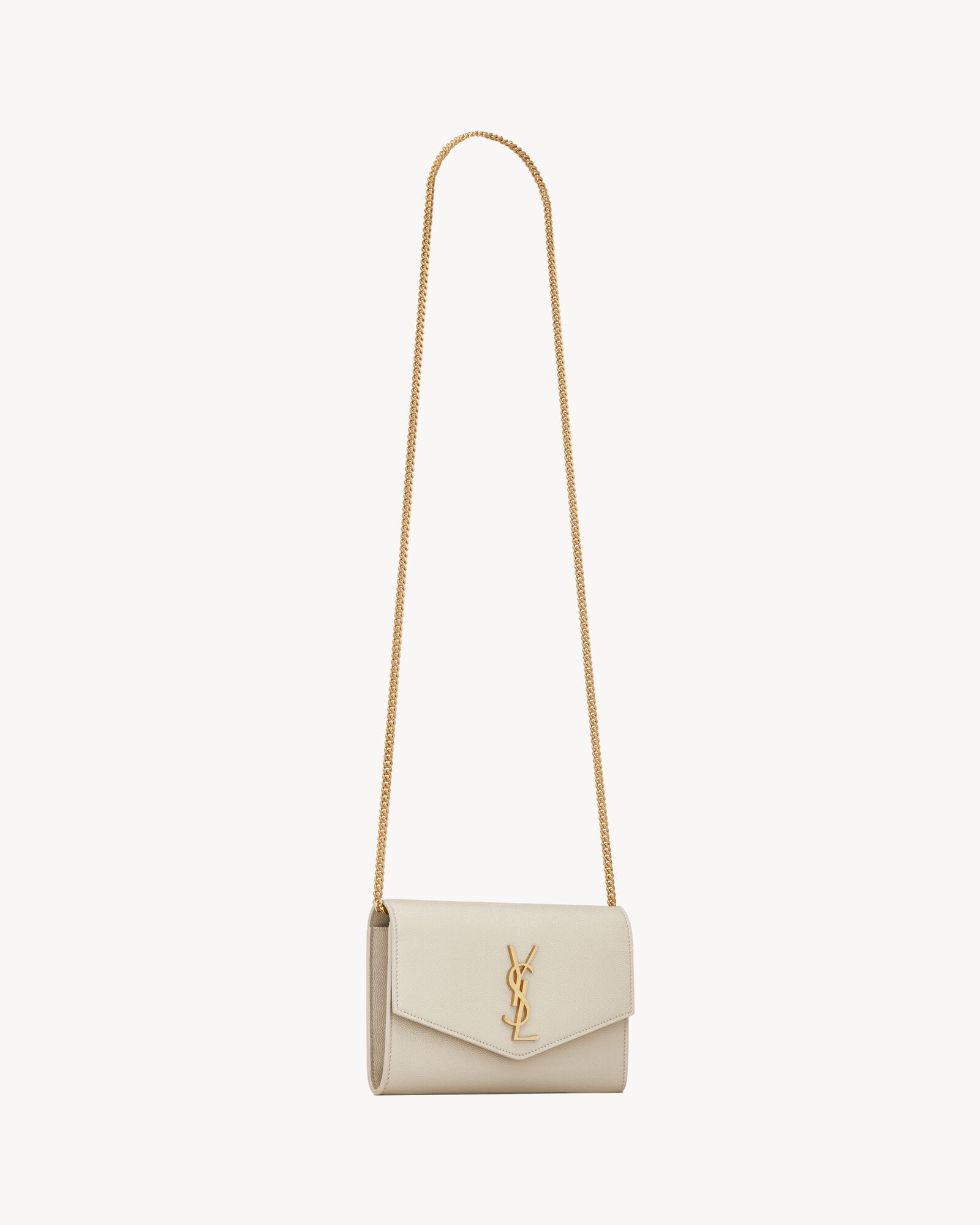 UPTOWN CHAIN WALLET IN GRAIN DE POUDRE EMBOSSED LEATHER | Saint Laurent ...