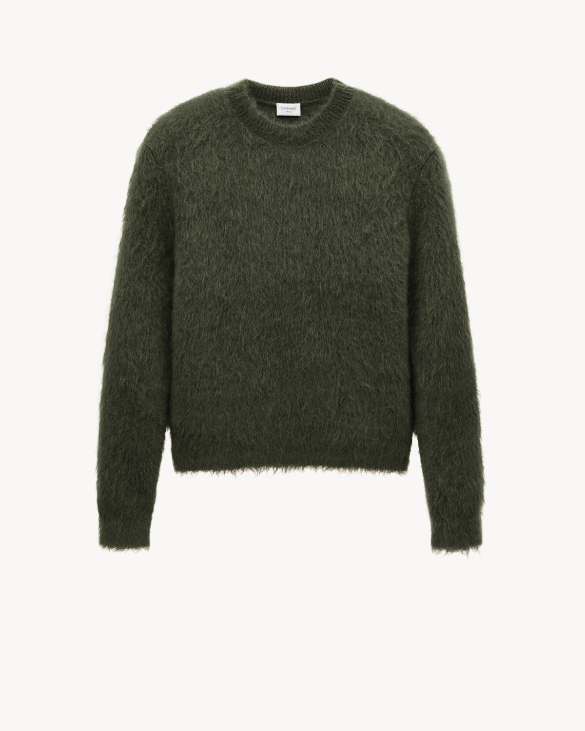 sweater in brushed knit in Green | Saint Laurent | YSL EN-US