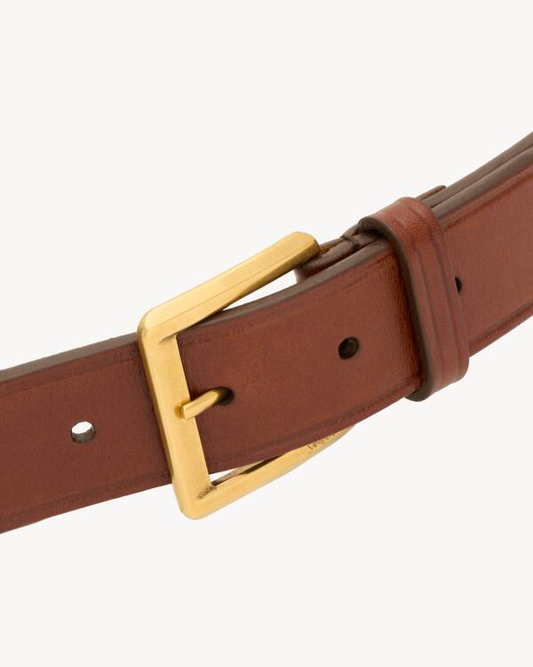 rectangular buckle belt in leather | Saint Laurent | YSL US