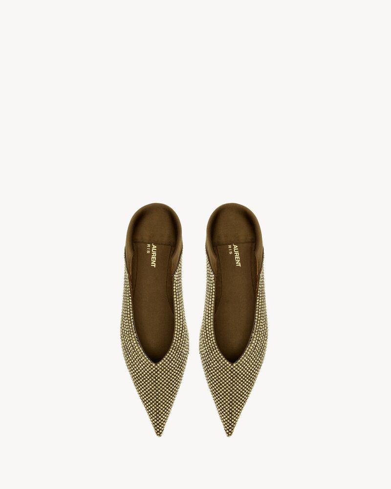 NOUR slippers in satin crepe and rhinestones | Saint Laurent | YSL.com