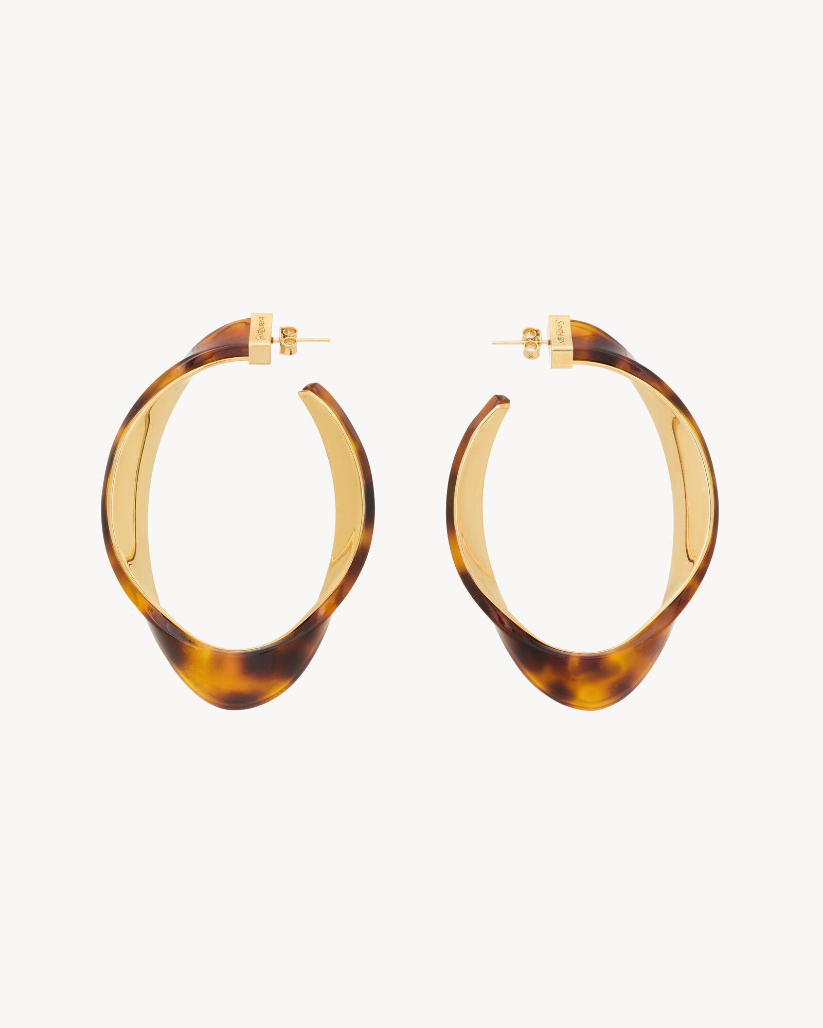 TWISTED TORTOISESHELL HOOP EARRINGS IN RESIN | Saint Laurent | YSL US