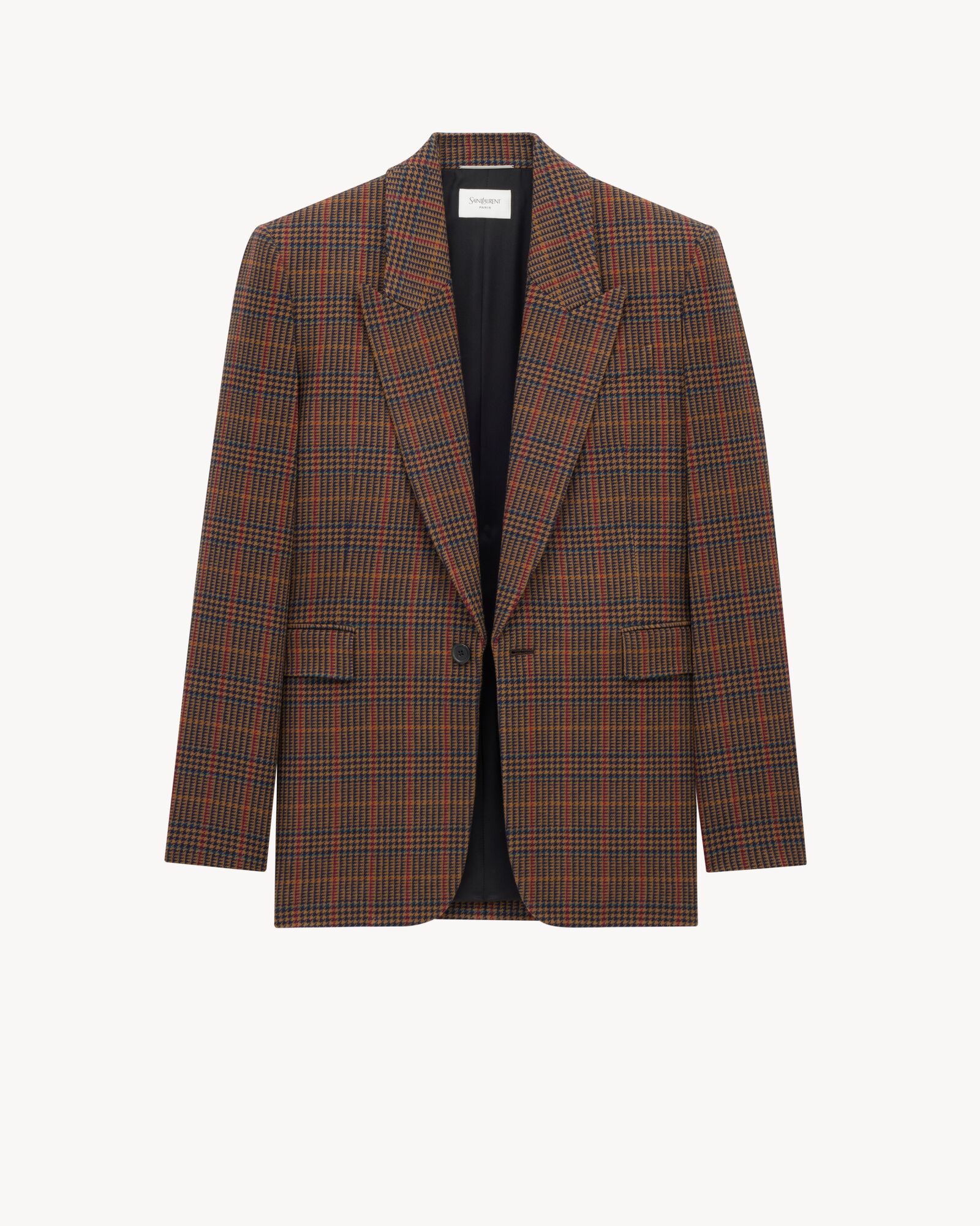 jacket in prince of wales wool | Saint Laurent | YSL US