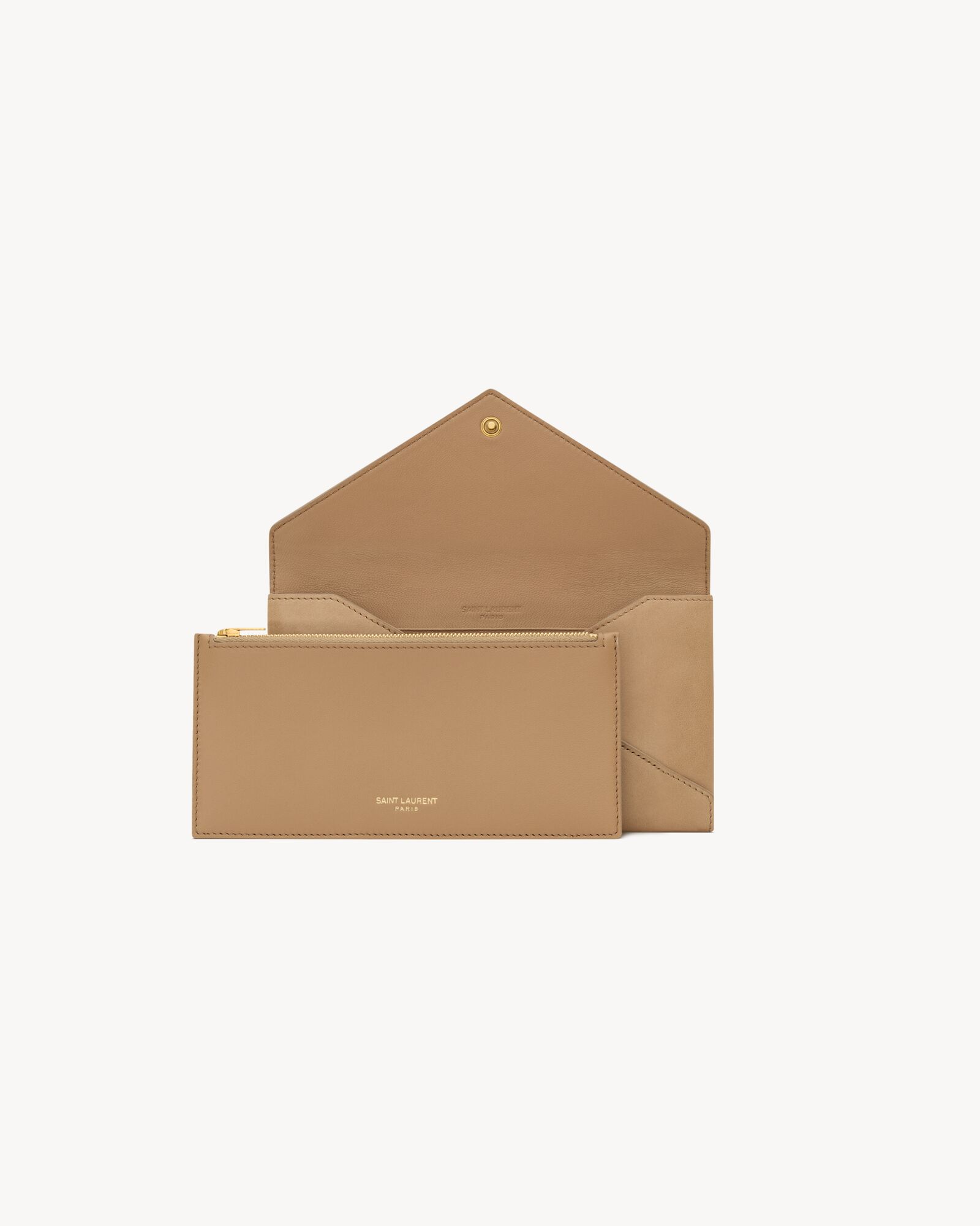 LETTER large wallet in leather in Beige | Saint Laurent | YSL EN-US