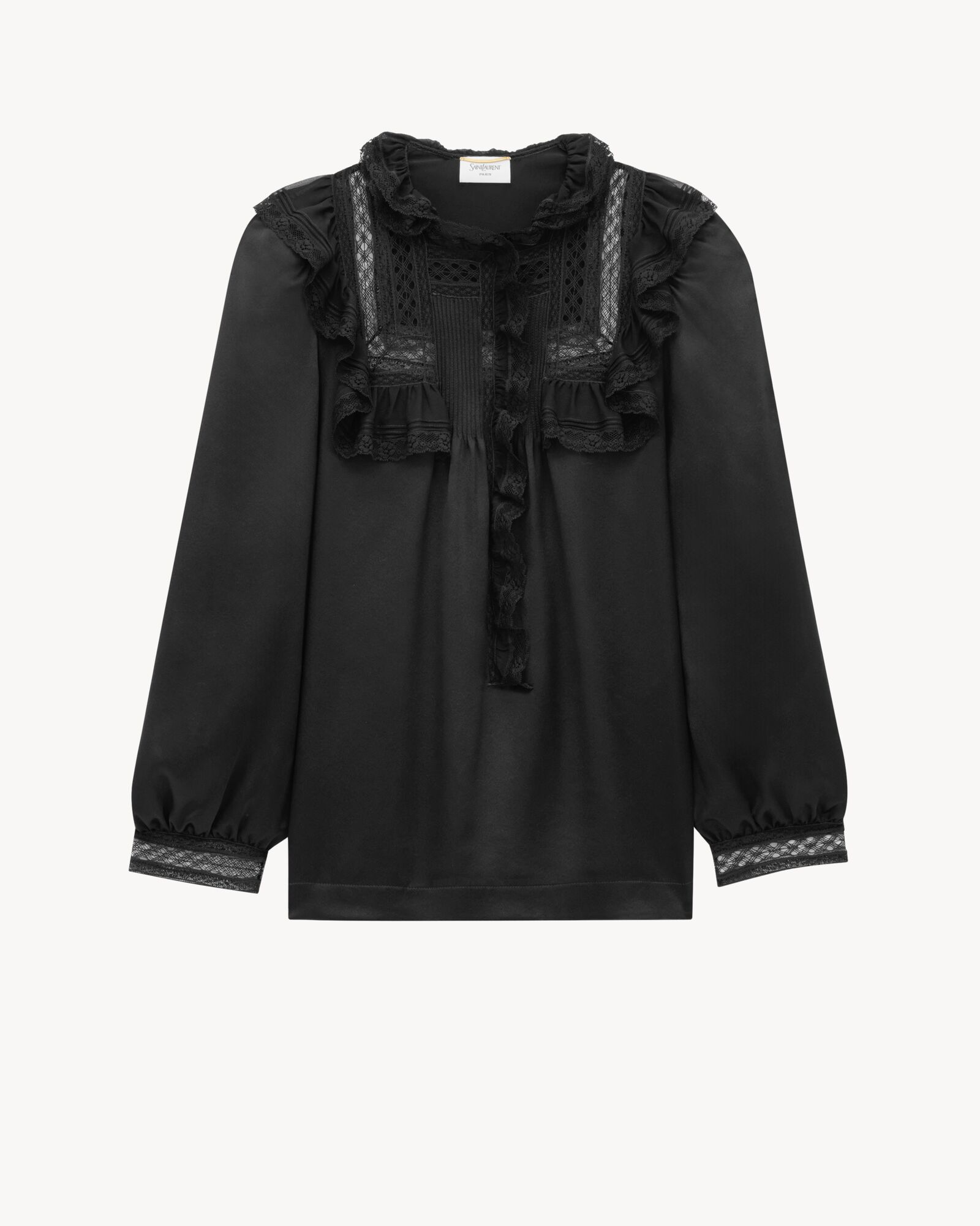 prairie blouse in silk satin | Saint Laurent | YSL US