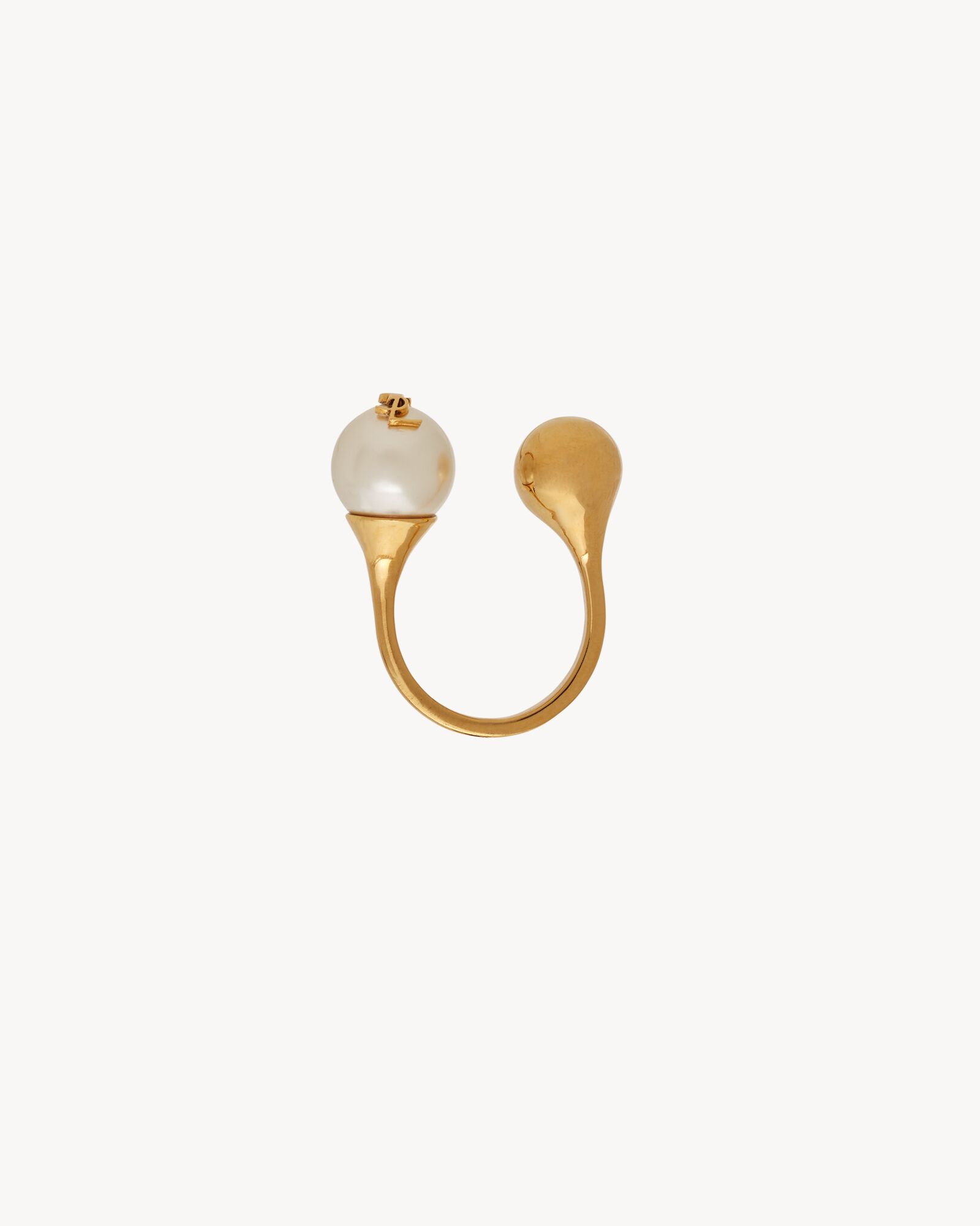CASSANDRE pearl and ball ring in metal in Gold | Saint Laurent | YSL EN-US