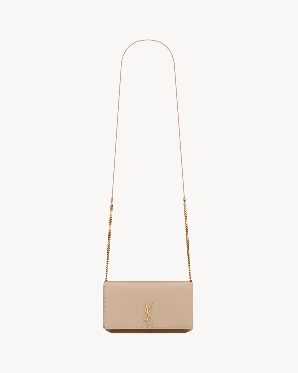 CASSANDRE phone holder in smooth leather in Beige | Saint Laurent | YSL ...