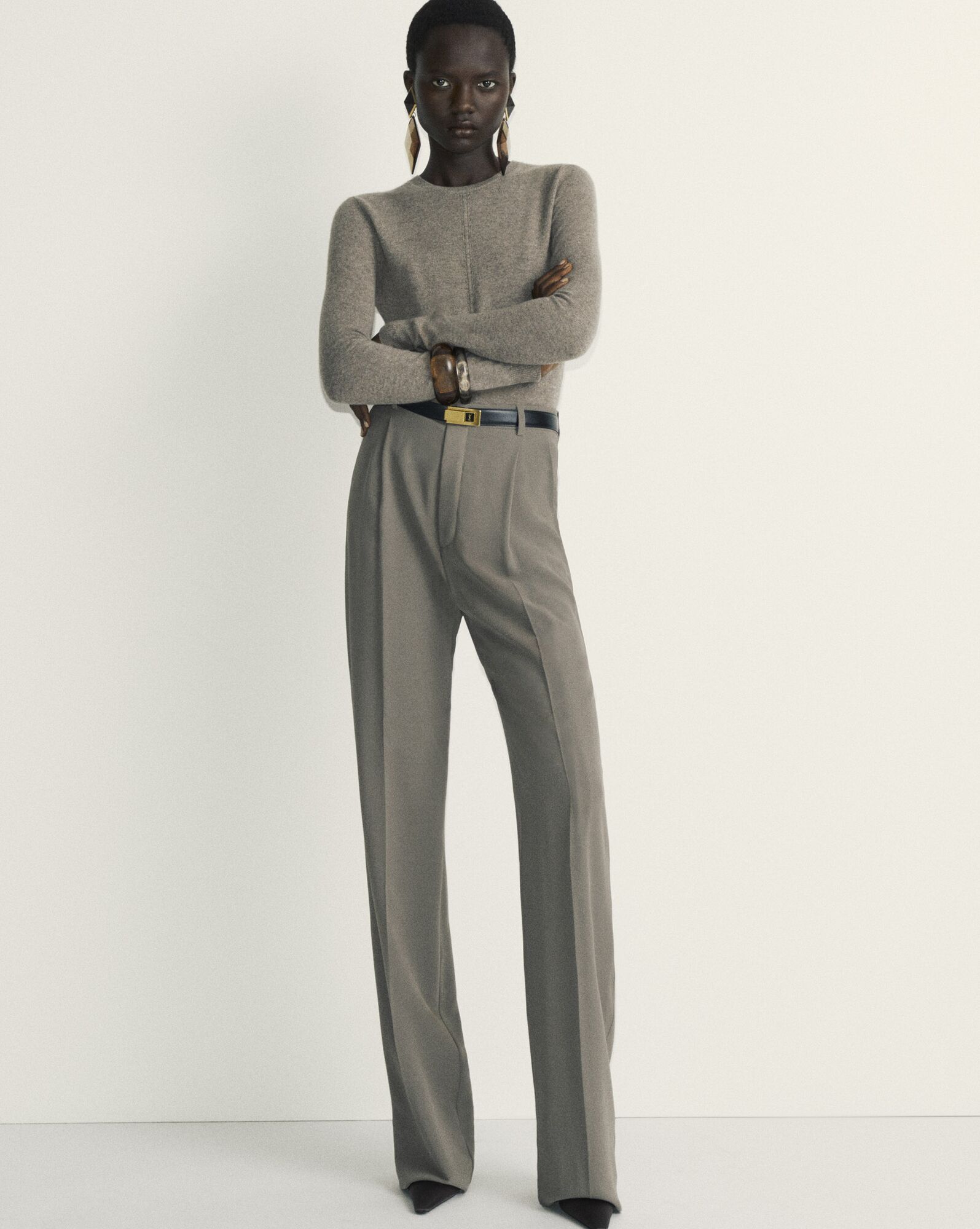 openwork sweater in cashmere in Brown | Saint Laurent | YSL EN-US