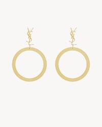 CASSANDRE pendant hoop earrings in metal in Gold | Saint Laurent | YSL ...