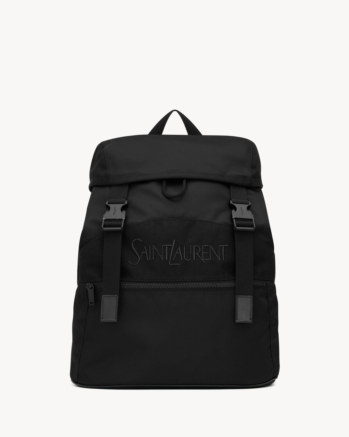 SAINT LAURENT backpack in ECONYL® and vegetable-tanned leather in Black ...