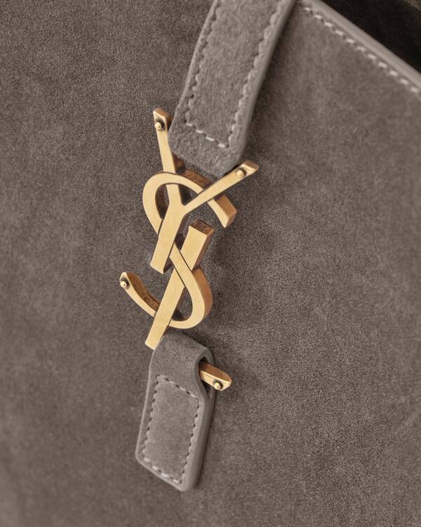 LE 5 À 7 supple small in suede in Grey & Silver | Saint Laurent | YSL EN-US