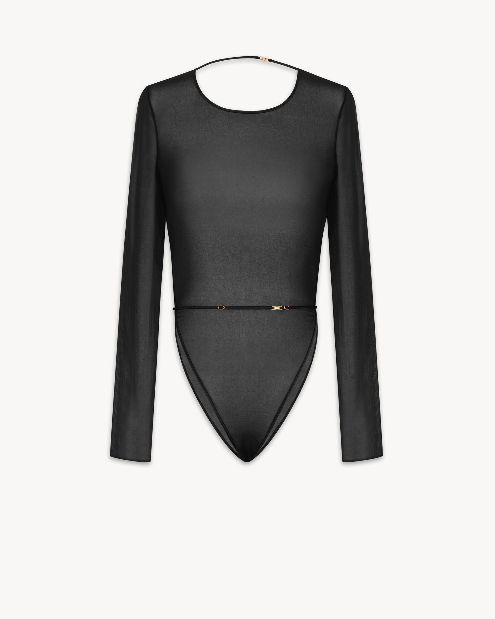彈性絲綢喬其紗露背連身衣 | Saint Laurent | YSL.com