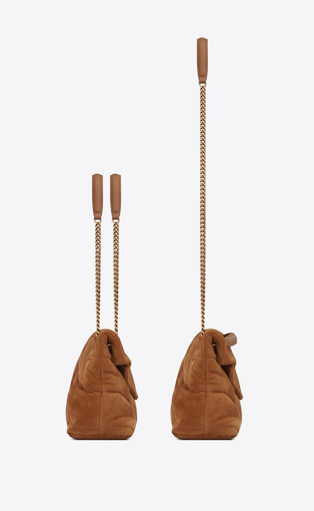 PUFFER SMALL in suede in Brown | Saint Laurent | YSL EN-US
