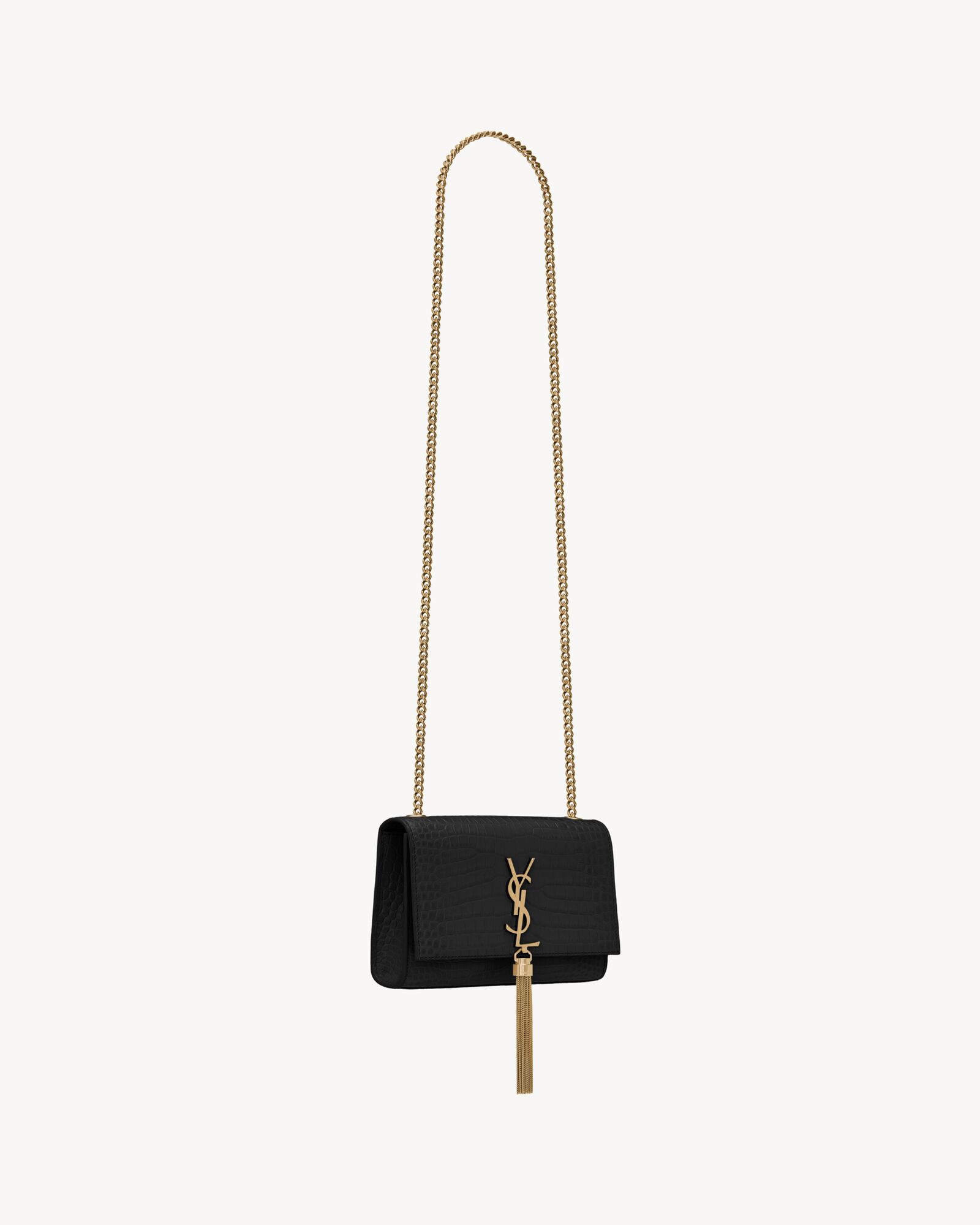 KATE SMALL TASSEL IN CROCODILE-EMBOSSED LEATHER | Saint Laurent | YSL US