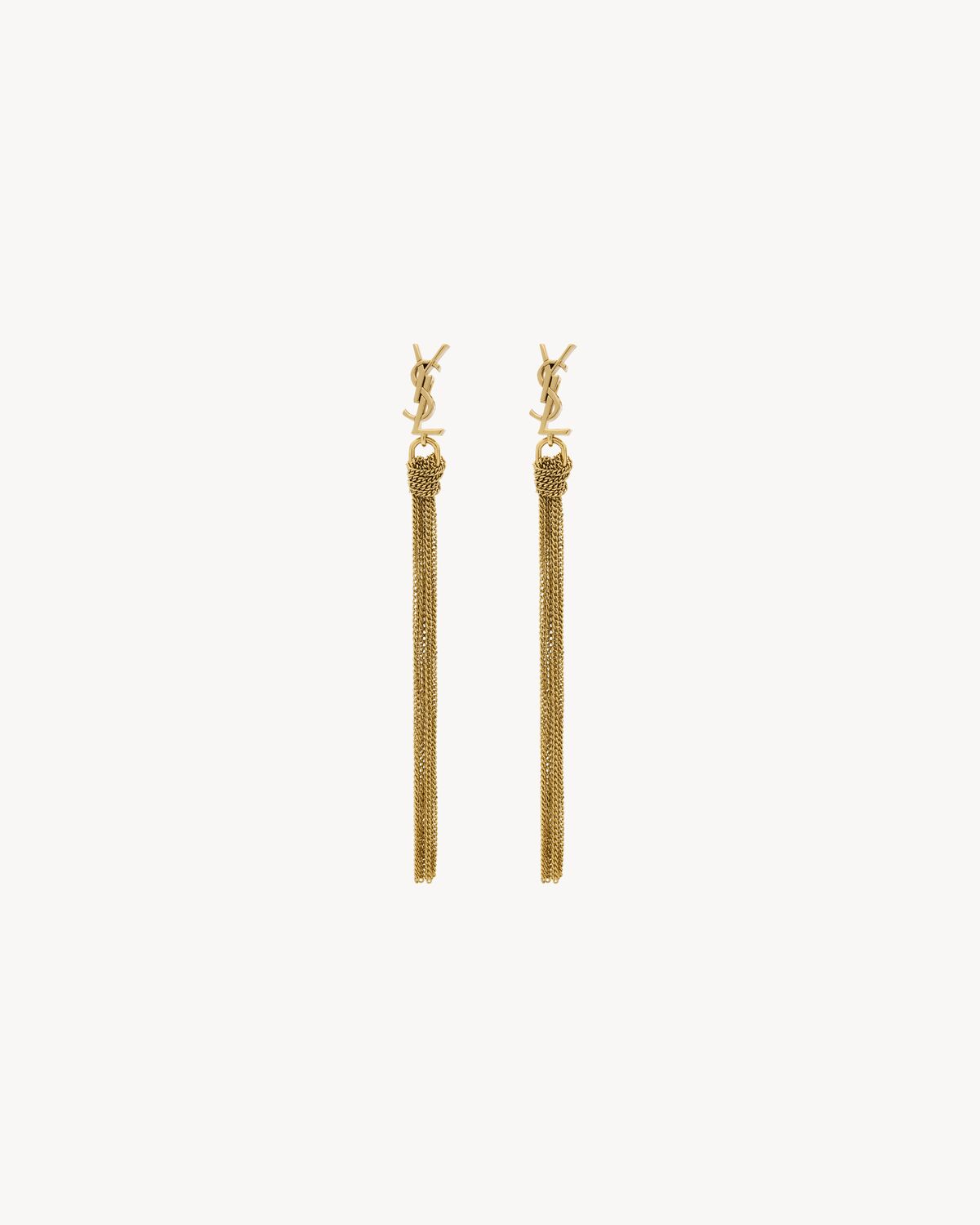 CASSANDRE tassel earrings in metal in Gold | Saint Laurent | YSL EN-US