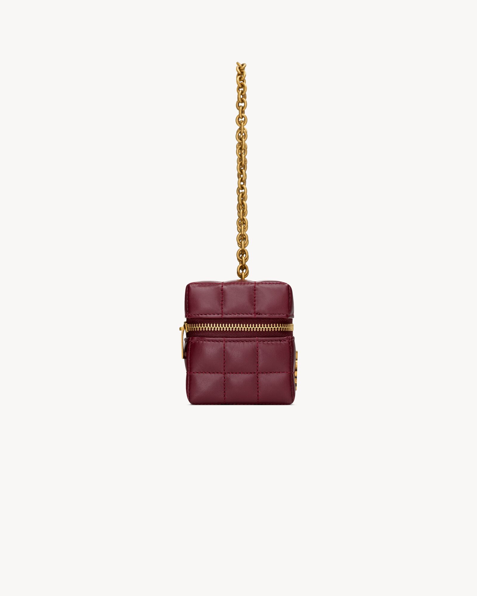 CASSANDRE MATELASSÉ CARRÉ mini cube on chain in shiny leather in ...