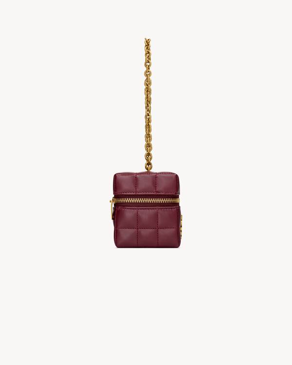 CASSANDRE MATELASSÉ CARRÉ mini cube on chain in shiny leather in ...