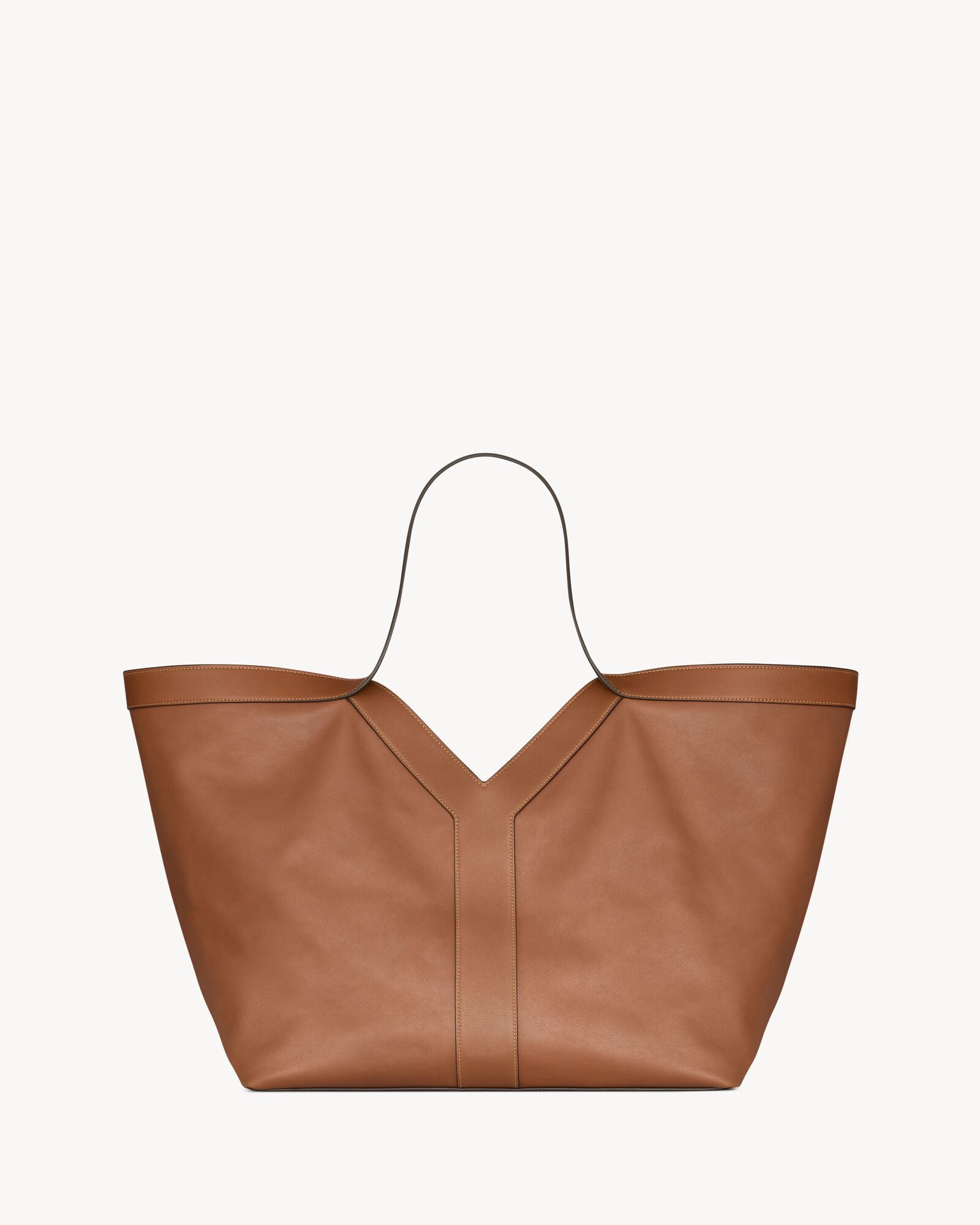 Y TOTE IN LEATHER in Brown | Saint Laurent | YSL EN-US