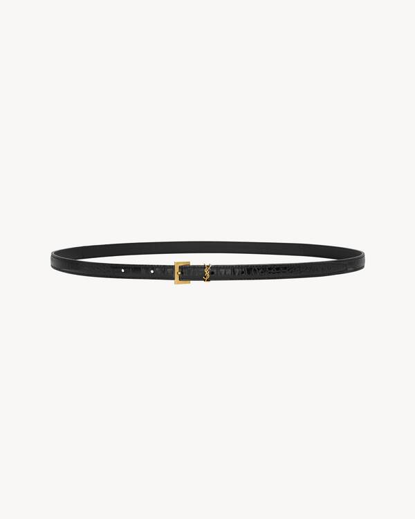 CASSANDRE extra thin belt in crocodile-embossed leather | Saint Laurent ...