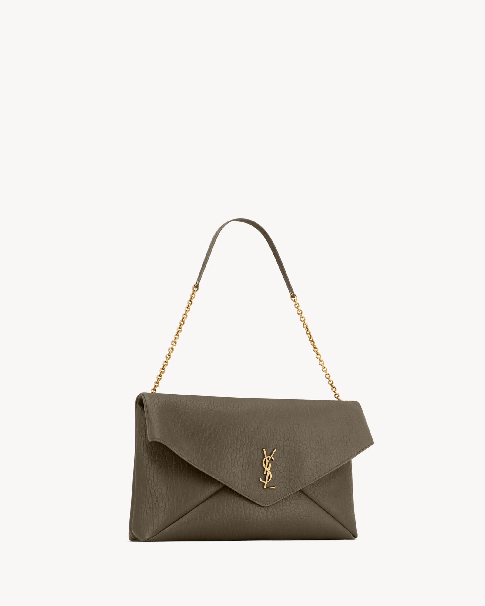 CASSANDRE large pouch on chain in lambskin in Green | Saint Laurent ...