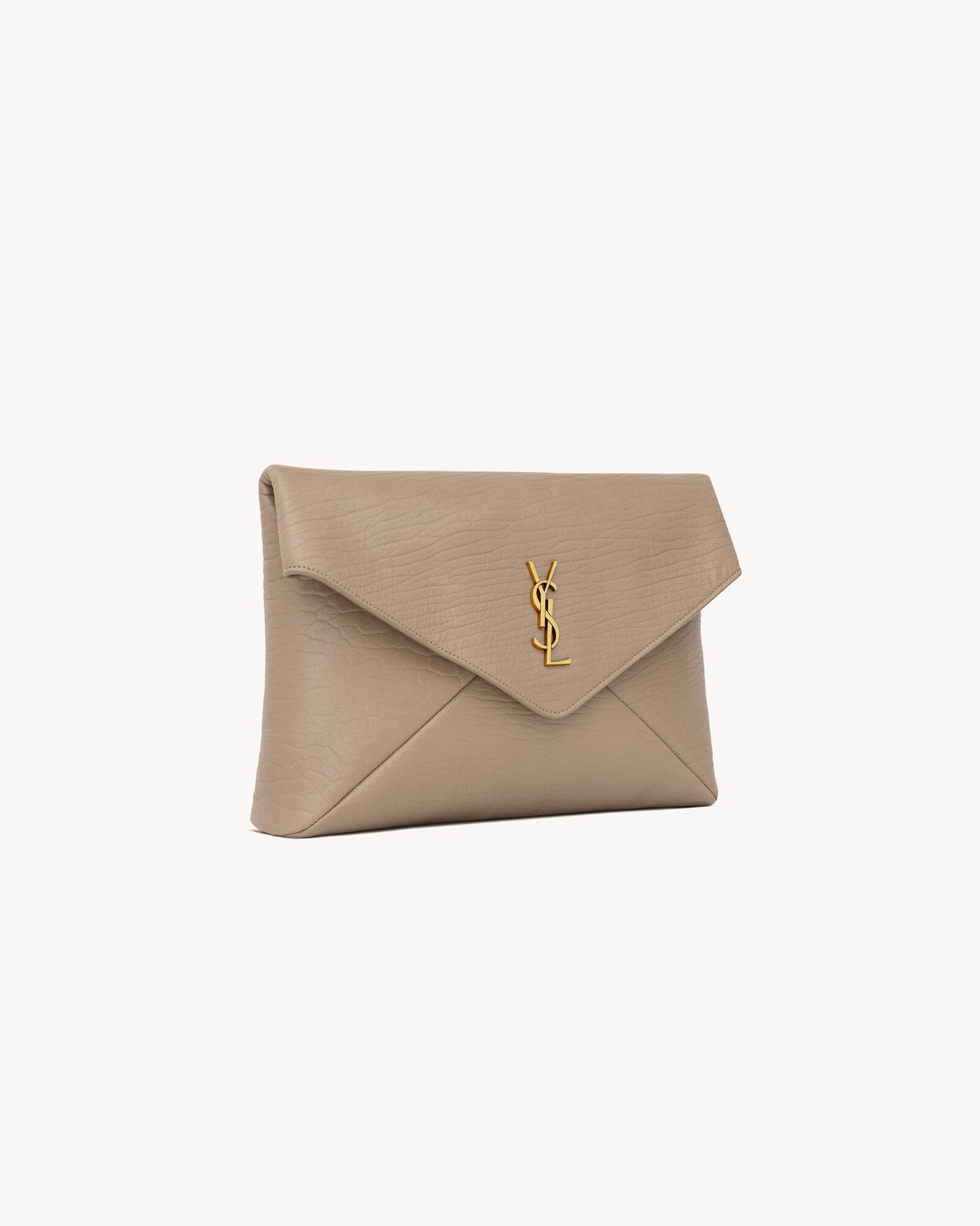 CASSANDRE large envelope pouch in lambskin in Grey & Silver | Saint ...